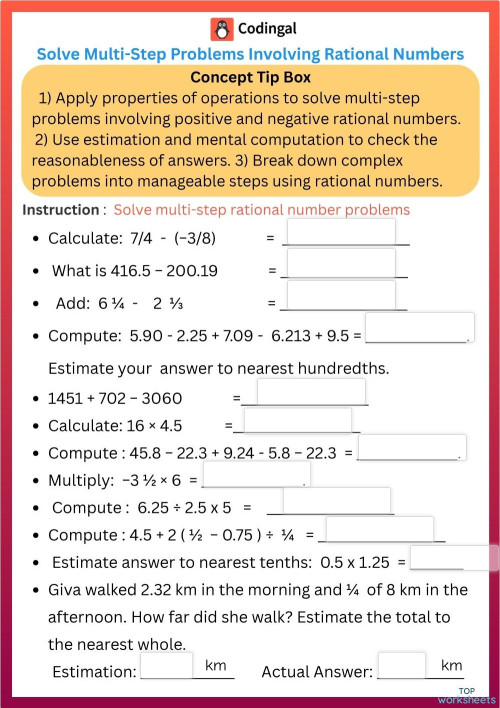 Rationals numbers: interactive worksheets and online exercises ...