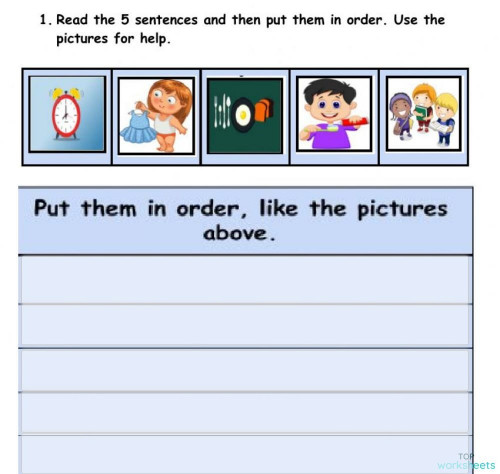 Order the pictures. Interactive worksheet | TopWorksheets