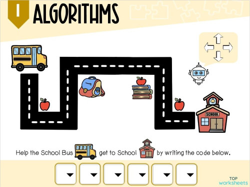 Algorithms, Loops and Events. Interactive worksheet | TopWorksheets