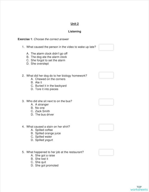 Unit 2 - Consolidation. Interactive worksheet | TopWorksheets
