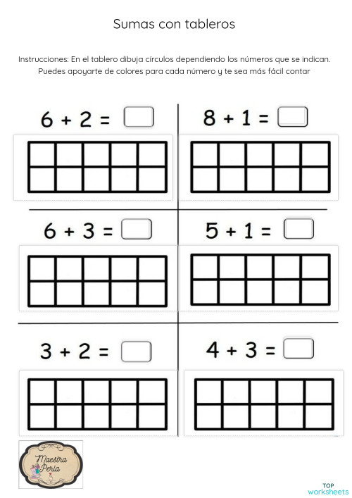 Sumas con tableros. Ficha interactiva | TopWorksheets