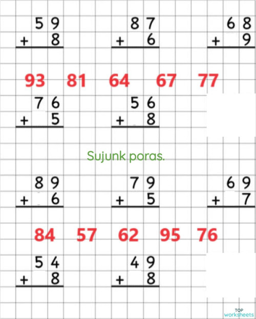 Sudėtis: interactive worksheets and online exercises | TopWorksheets