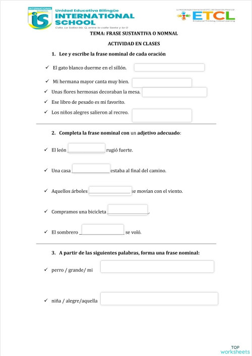 SUSTANTIVO COMÚN/PROPIO/CONCRET/ABSTRACTO/INDIVIDUAL/COLECTIVO. Ficha interactiva | TopWorksheets