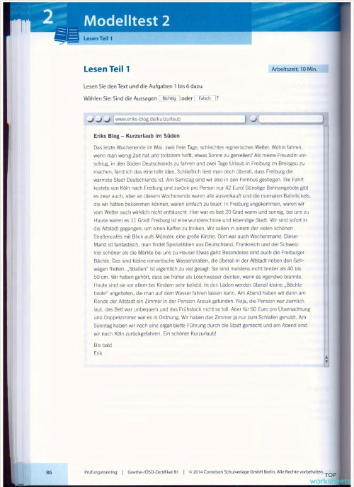 B1_Test 2 (Cornelsen) Aufgaben 1. Interaktives Arbeitsblatt | TopWorksheets