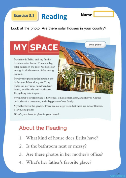 MY SPACE | Reading. Interactive worksheet | TopWorksheets