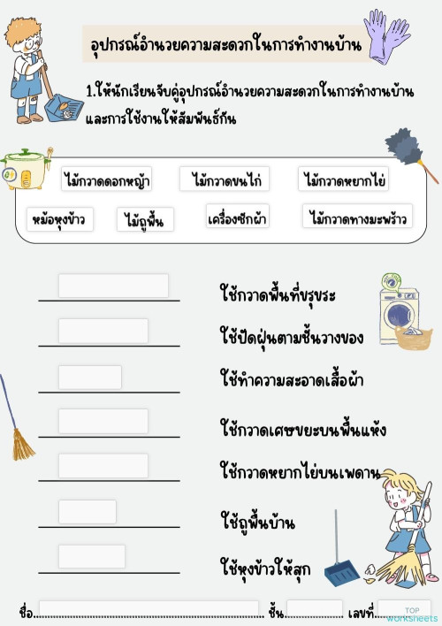 ใบงานวิชาการงานอาชีพและเทคโนโลยีป 3 ใบงานเชิงโต้ตอบ Topworksheets