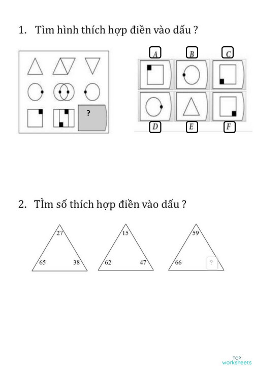 Ôn tập Toán 1. Interactive worksheet | TopWorksheets