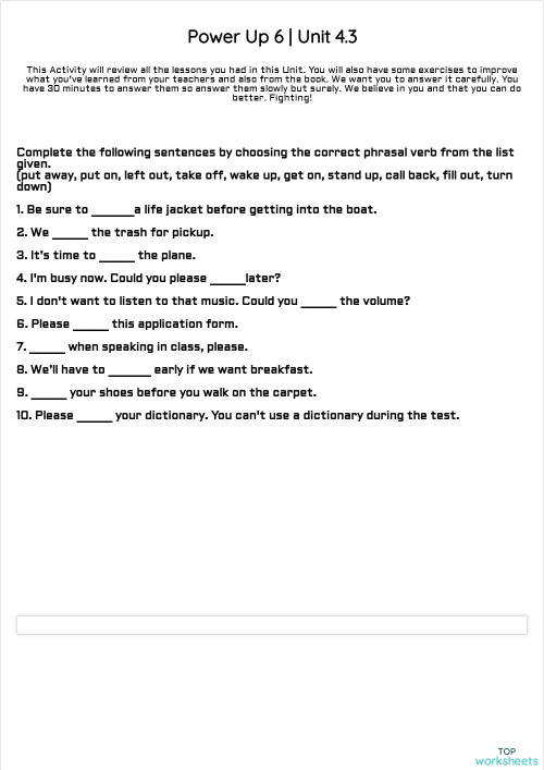 Power Up 6 | Unit 4.4. Interactive worksheet | TopWorksheets