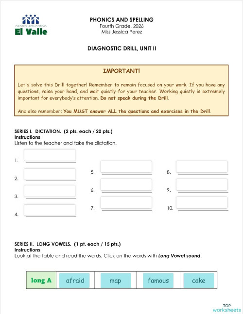 FOURTH GRADE: PHONICS 2. Interactive worksheet | TopWorksheets