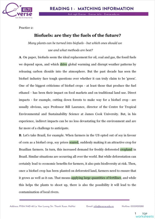 [Anh Minh] - HW Reading 1. Interactive worksheet | TopWorksheets