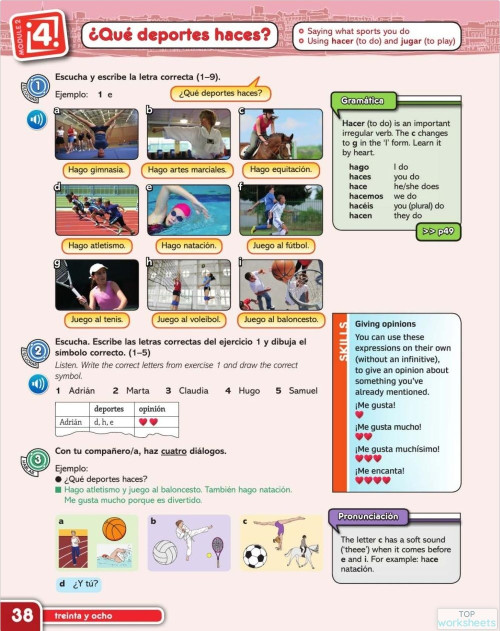 ¿Qué deportes haces?. Ficha interactiva | TopWorksheets