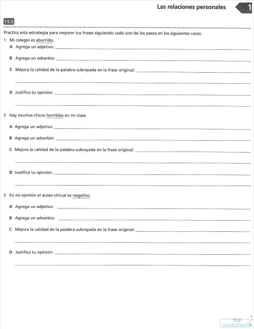 14. Las relaciones personales 71. Ficha interactiva | TopWorksheets