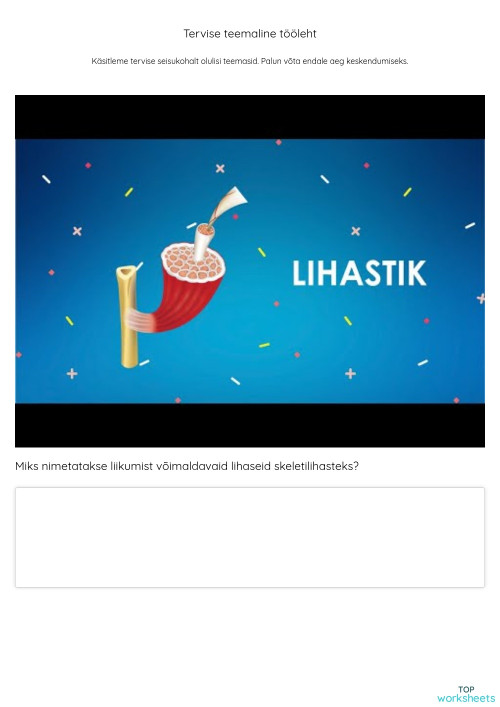 Tervise teemaline tööleht. Interactive worksheet | TopWorksheets