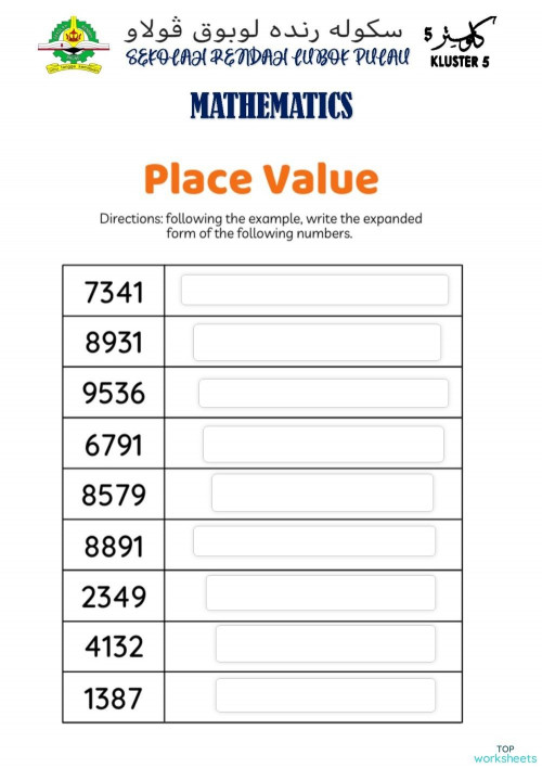 Expanded Form_4Digit. Interactive worksheet | TopWorksheets
