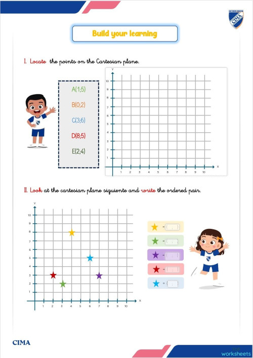Coordenadas: fichas interactivas y ejercicios online | TopWorksheets