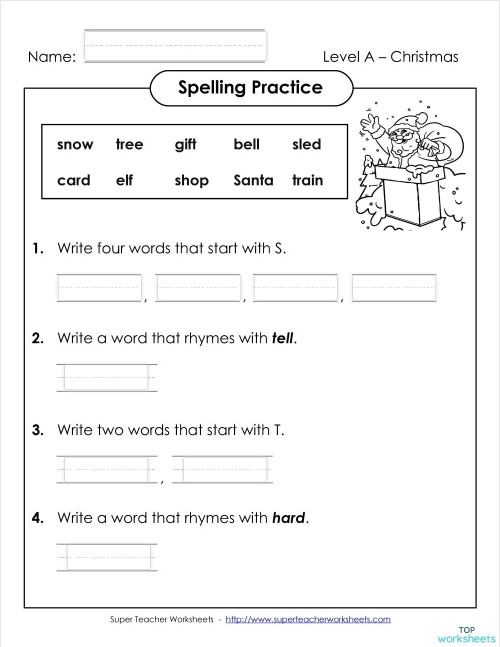 12/4/23 Spelling Practice 1. Interactive worksheet | TopWorksheets