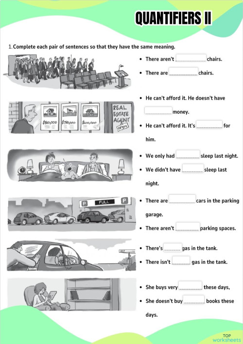 QUANTIFIERS II. Ficha interactiva | TopWorksheets