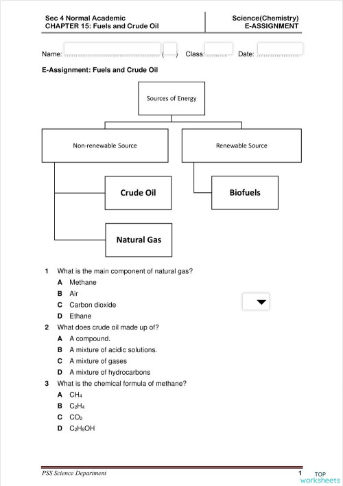 Chp 15: M1 Natural gas and Crude Oil. Interactive worksheet | TopWorksheets