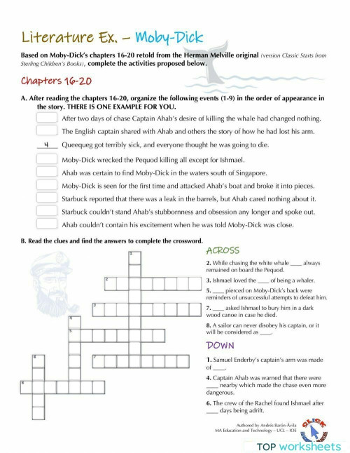 Literature Ex - Moby-dick (Ch. 16-20). Interactive worksheet ...