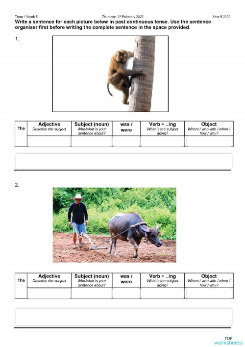 Worksheet 7 - Writing (past continuous tense). Interactive worksheet ...