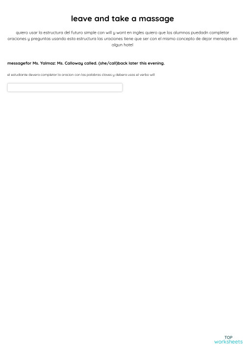 leave and take a massage. Interactive worksheet | TopWorksheets