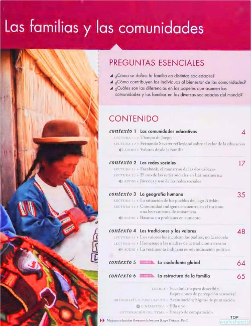 1. Las familias y las comunidades 3. Ficha interactiva | TopWorksheets