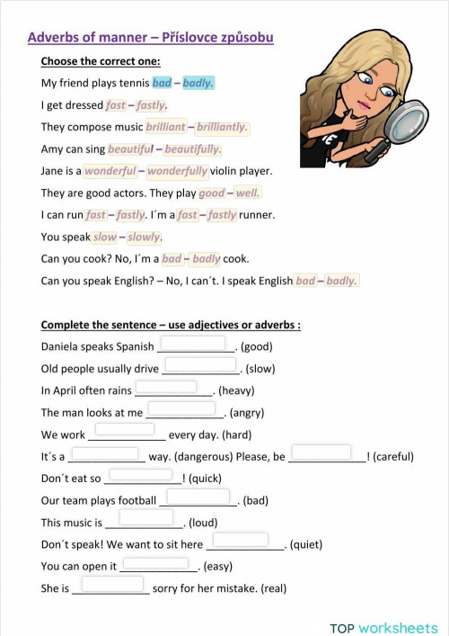 Adverbs of manner. Interactive worksheet | TopWorksheets