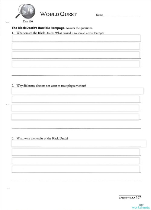 Chapter 16: Pg 157-158 World Quest. Interactive worksheet | TopWorksheets