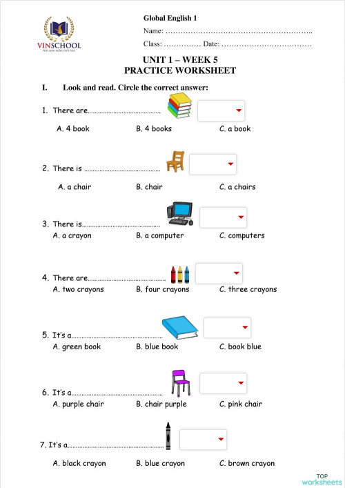 S1 - UNIT 1 - Bài ôn tập 1. Interactive worksheet | TopWorksheets