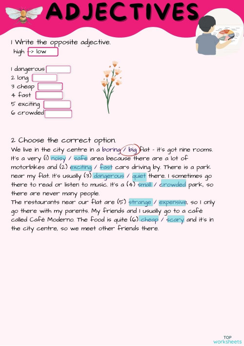ADJECTIVES & WEATHER. Interactive worksheet | TopWorksheets