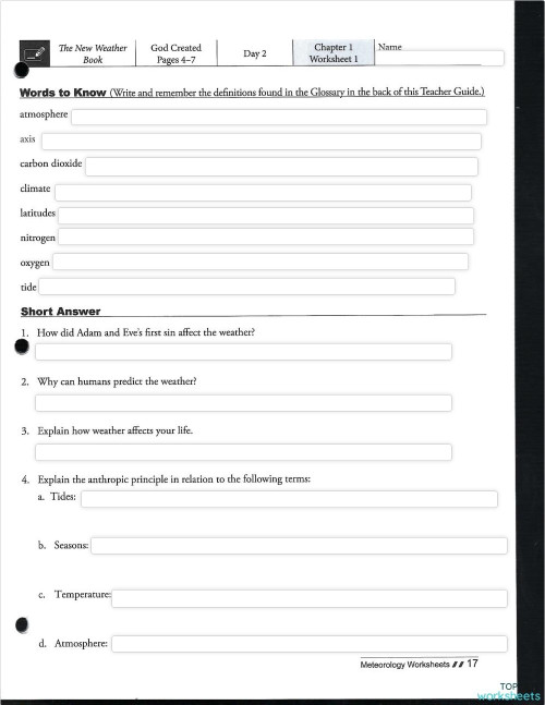 God Created : Chapter 1 Work Sheet 1. Interactive worksheet | TopWorksheets