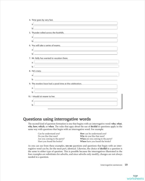 English Sentence builder part 2. Interactive worksheet | TopWorksheets