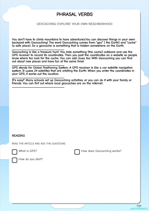 PHRASAL VERBS. Interactive worksheet | TopWorksheets