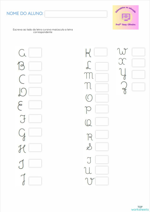 letras cursivas 4 ano 1. Ficha interativa | TopWorksheets