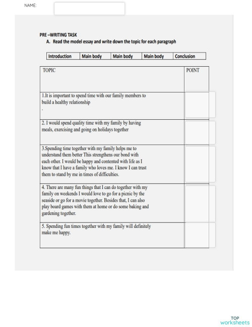 SPM : PRE-WRITING TASKS. Interactive worksheet | TopWorksheets