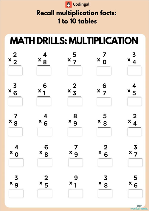 M_G03M14L29_WE01_Recall multiplication facts: 1 to 10 tables ...
