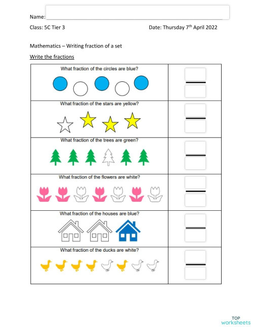 Fractions of a Set. Interactive worksheet | TopWorksheets