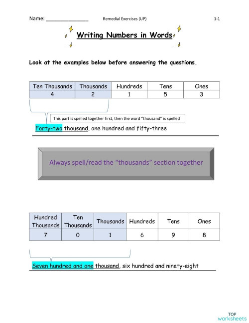 Remedial Exercise 1-1 (1). Interactive worksheet | TopWorksheets