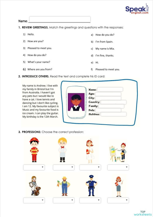 Teens Basic 03 - Exam. Interactive worksheet | TopWorksheets