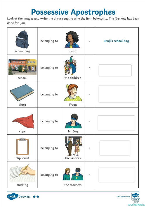 possessive apostrophes. Interactive worksheet | TopWorksheets