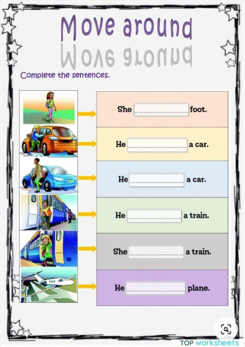 Move around. Interactive worksheet | TopWorksheets