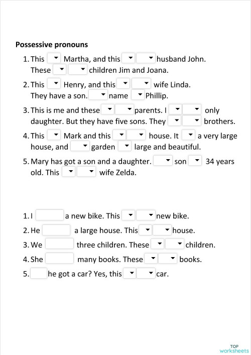 Possessives. Interactive worksheet | TopWorksheets