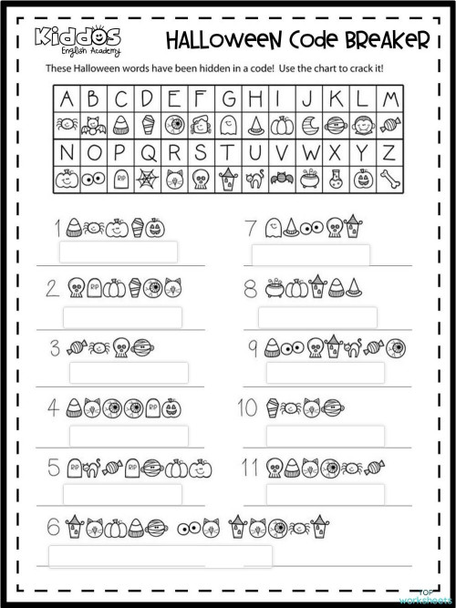 Halloween Code Breaker. Interactive worksheet | TopWorksheets