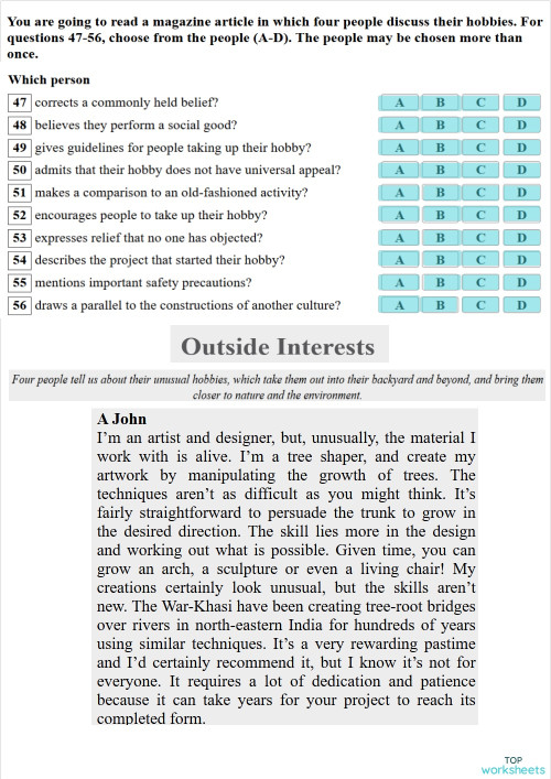 Test 2 CAE Practice Tests PAPER 1 - READING AND USE OF ENGLISH PART 8 ...