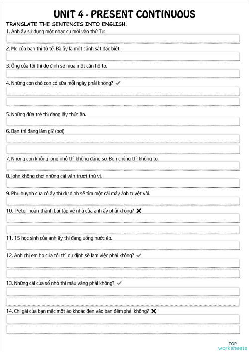 GRADE C - PRESENT CONTINUOUS 1. Interactive worksheet | TopWorksheets