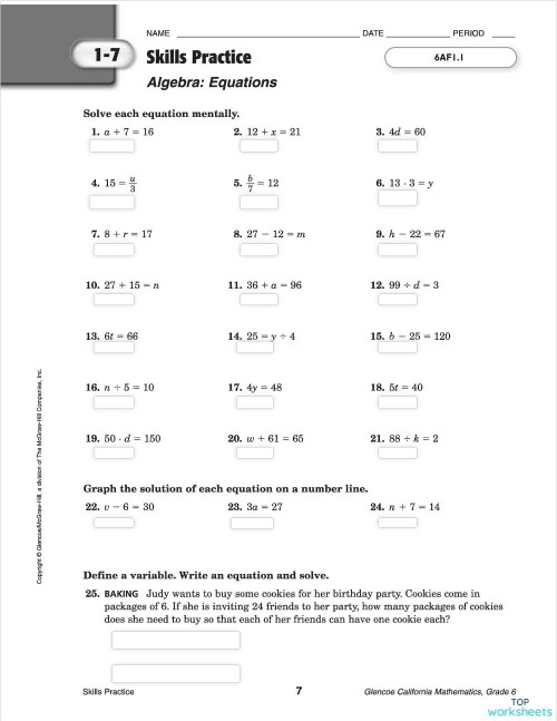 Algebra: Equations. Interactive worksheet | TopWorksheets