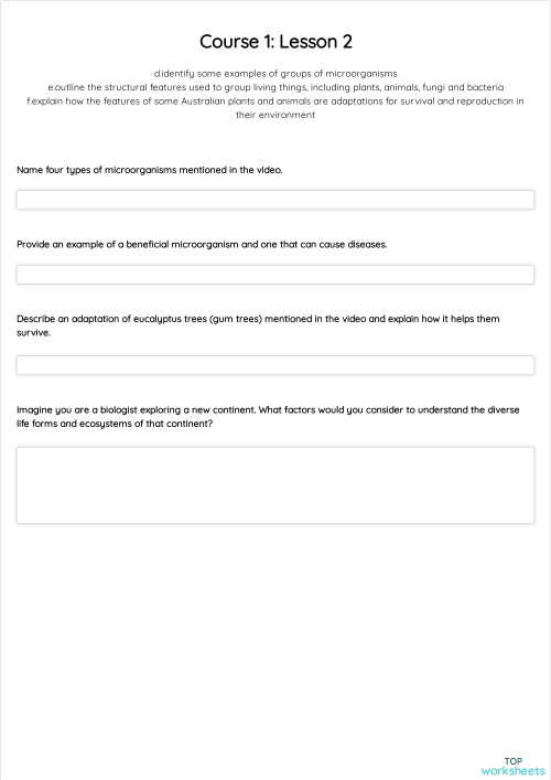 Course 1: Lesson 2. Interactive worksheet | TopWorksheets