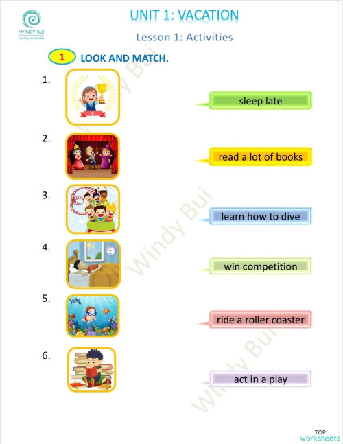 Up 5 unit1 lesson1 (page 1-2). Interactive worksheet | TopWorksheets