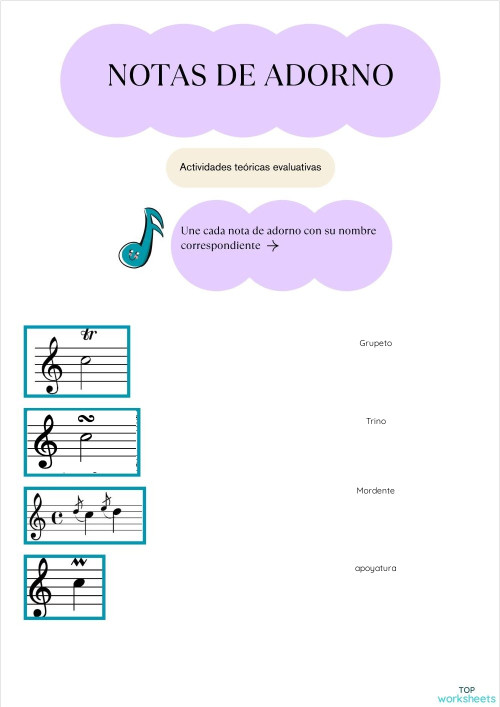 Música: fichas interactivas y ejercicios online | TopWorksheets