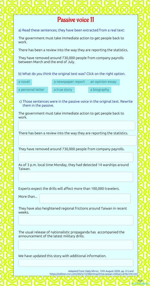 Passive voice 11. Interactive worksheet | TopWorksheets